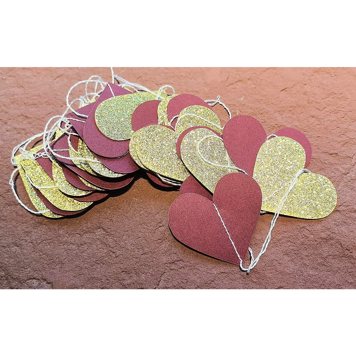 Bridal Shower Decorations Burgundy Gold Fall/Burgundy Gold Birthday Party Decorations/Valentines Day Decorations//Burgundy Bachelorette Decorations/Burgundy Heart Paper Garlands