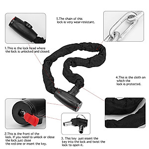 FUBOZONE Heavy Duty Bike Chain Locks, Bicycle Disc Locks, Scooter Motorcycle Cable Locks,Made of Solid Manganese Steel, It is Very Safe.（Size:38.64 in Length x 9 mm Dia/Weight：2.97 Ib）