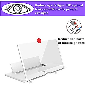 3D Screen Magnifier Amplifier, HD Amplifier Projector for Movies, Videos and Games. Foldable Phone Stand with Screen Amplifier for All Smartphones (White)