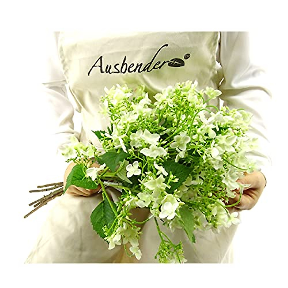 AUSBENDER Tall Fall Branches Wedding Picks Faux Stems White Artificial Flowers 24.4"(WildHydrangeaSpray) Floral Arrangement Rustic Decoration Crafts Home Decor Holiday Wedding Parties Primitive 6pcs