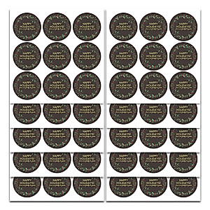 Mobiusea Creation Happy Holidays Stickers | Envelope Seals | 1.4 inch | Gold Foil | Black Wreath Christmas Stickers | Waterproof | 90-Pack for Christmas Gifts, Envelopes, Holiday Cards