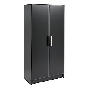 Prepac Elite Functional Tall Shop Cabinet with Adjustable Shelves, Simplistic Freestanding 2-Door Garage Cabinet 16" D x 32" W x 65" H, Black, BES-3264