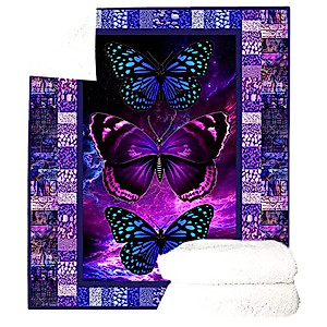 Ultra Soft Butterfly Theme Blanket for Kids and Adults Microfiber Plush Sherpa Blanket for Bed and Couch Warm Fuzzy Throw Blanket Cozy Throws Blankets (Butterfly01, 130cm x 150cm(51'' x 59''))
