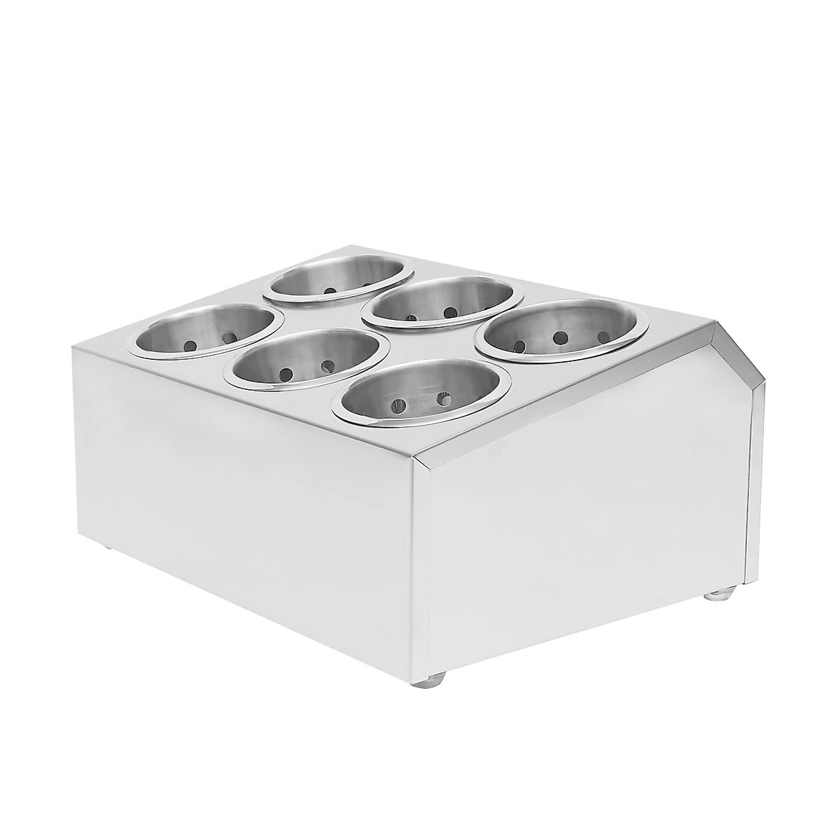 TFCFL Flatware Cylinder Holder,Commercial 4-Hole Stainless Steel Cylinder Flatware Silverware Utensil Holder Organizer Caddy 20x6.1x6.3inch,Silver (4-Hole)