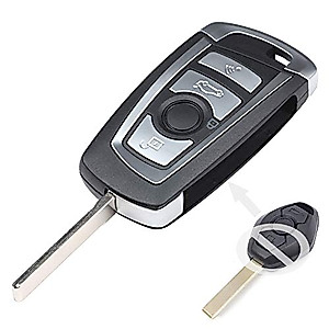 Beefunny 433MHz ID44 PCF7935 Chip Modify Replacement Flip Key for BMW 1998-2009 Remote Key Fob - EWS - HU92 Blade