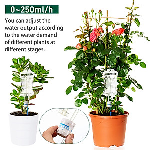 2 Set Plant Water Bag Automatic Plant Watering System 350ml Irrigation Drip Bag with Metal Support Rod and Regulating Valve Self Watering Devices for Indoor Outdoor Plants Flowers