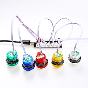 Easyget 4-Player LED DIY Arcade Kit - 4X Zero Delay LED USB Encoder + 4X Joystick + 40x LED Arcade Buttons for PC, Windows, MAME, Raspberry Pi (4P-LED-KIT, Mixed Color Kit)