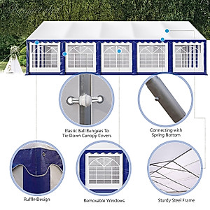 MFSTUDIO 16'x32' Party Tent, Outdoor Heavy Duty Party Tents with Removable Sidewalls, Large Canopy Tent Shelter for Outdoor Events Wedding Birthday, Blue