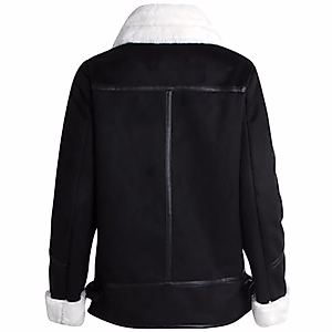 Steve Madden Women's Winter Coat - Faux Leather Moto Biker Jacket - Faux Shearling Lined Heavyweight Jacket for Women, S-XL, Size Medium, Black