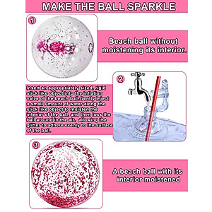 TURNMEON 5 Pack Sequins Beach Ball Jumbo Pool Toys Balls 16 Inch 24 Inch Giant Confetti Glitters Inflatable Clear Beach Ball Swimming Pool Water Beach Toys Outdoor Summer Party Favors for Kids Adults