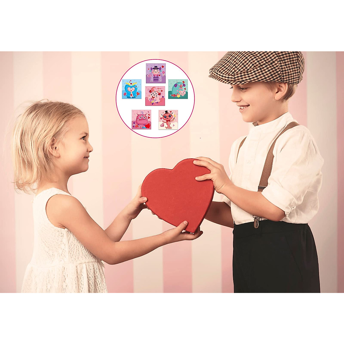 D4DREAM Monster Valentines Day Crafts for Kids 24pcs Valentine Stickers Sheets DIY Art Cards Make Your Own Face Stickers Make A Face Stickers for Kids Girl Boy Birthday School Classroom Party Supplies