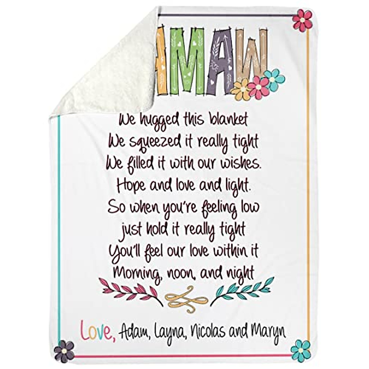 Personalized Grandma Blanket - Custom Grandma with Grandkids Name, Mothers Day Chirstmas Blanket Gift for Grandma, Nana, Mimi (A 8)