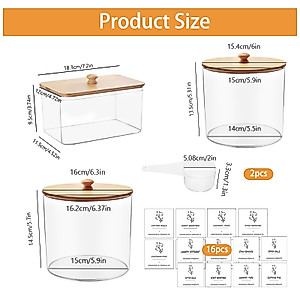 Laundry Storage Containers, 3 Pack Dryer Sheet Holder, Large Capacity Plastic Laundry Pods Container and Storage Jars with Lids, Labels and Spoons, Laundry Detergent Dispenser for Powder Beads