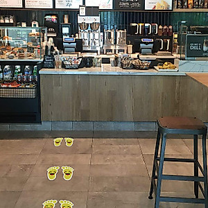 Beautyflier Yellow Cartoon Kids Footprint Stickers (20 Pairs) - Waterproof PVC Material, Self-Adhesive, Social Distance Guides for Nursery, Party, School, Wall & Floor Decor