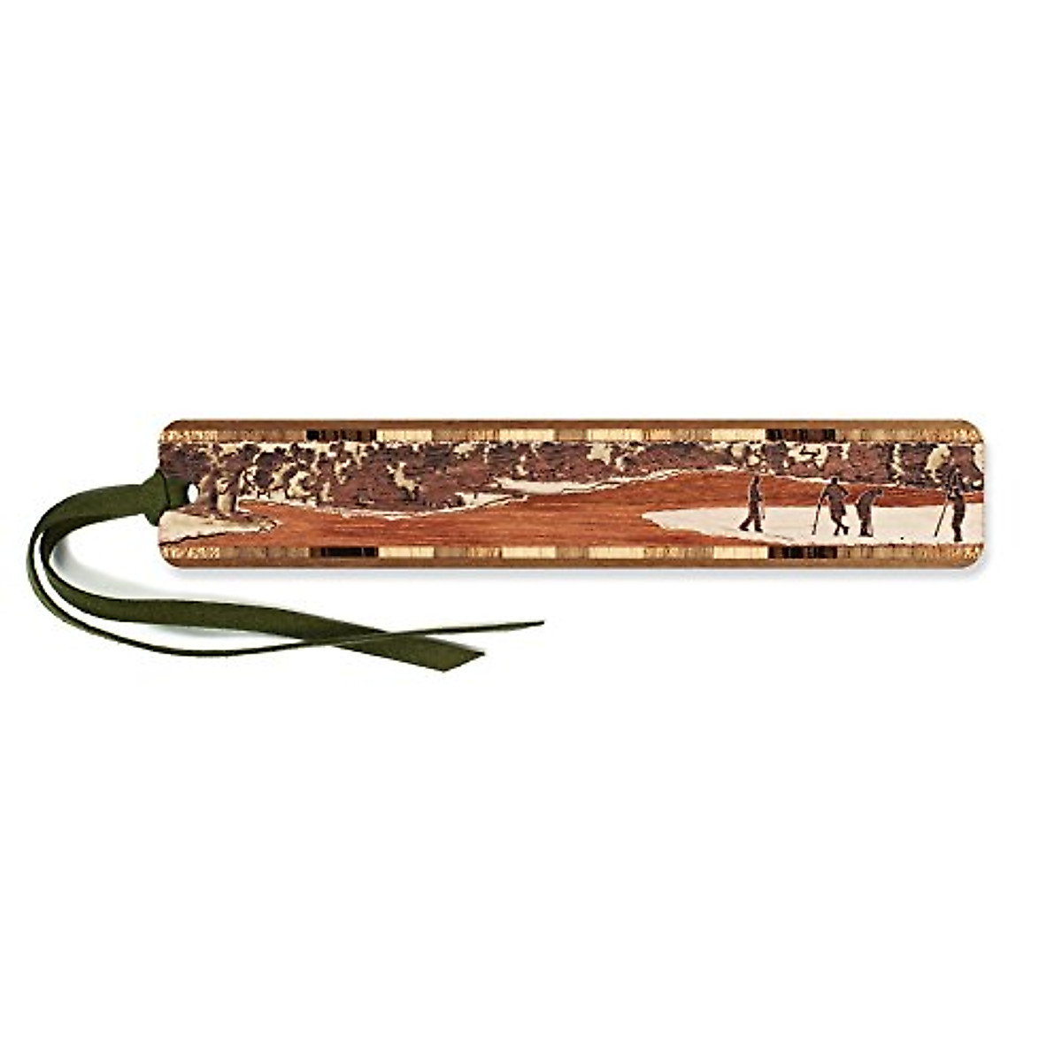 Golfers on The Green Engraved Wooden Bookmark with Suede Tassel - Also Available with Personalization - Made in The USA