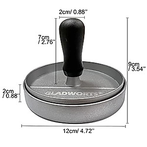 Gladworts Hamburger Press Patty Maker Cast Aluminium + 100 Non-Stick Papers, Quarter Pound Burger Press Metal Burger Mold Presser, 1/4 lb, 4.5 inch