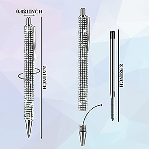 4 Pcs Rhinestone Metal Ballpoint Pens Bling Bling Pens Black Ink Pens Diamond Pen Big Crystal Ballpoint Pens 4 Pcs 1.0mm Pen Refills for Kids Students Teachers Gift (Gold, Silver, Pink and Rose Gold)