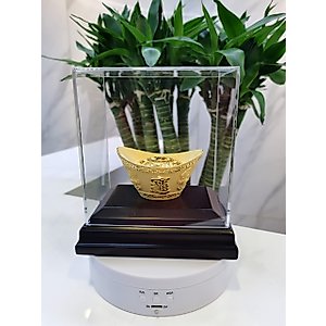 AIGICO Motorized Rotating Stand, 5.4Inch Max Loading 6.6Lb Battery USB Use Display Turntable for Jewelry Cake 3D Curing Resin Prints Spinner Shelf(White with Mirror Sticker)
