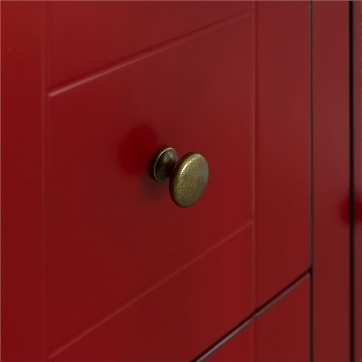 Walker Edison Charlotte Classic Glass Door Storage Buffet, 52 Inch, Red