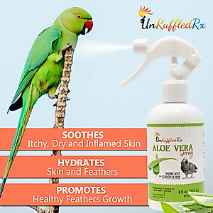 UnRuffledRx Aloe Vera Bird Bath Spray for Daily Care & Skin Health 8 Fl Oz - Soothe, Soften, and Protect Your Bird