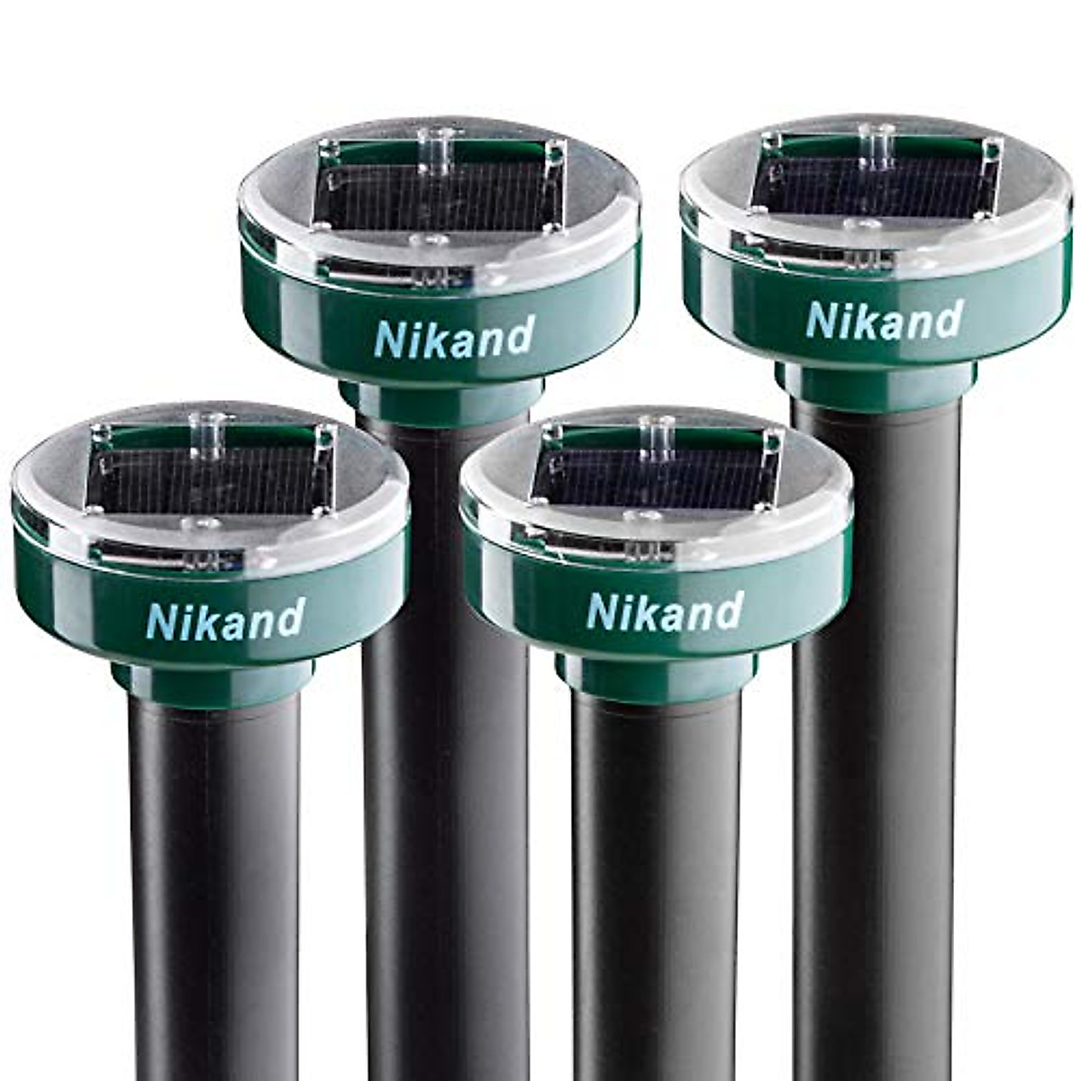 Gopher Repellent Ultrasonic Solar Powered - Mole Repellent Stakes Outdoor Pet Safe - Groundhog Repeller Snake Rodent Gopher Spikes Chaser - Sonic Mole Deterrent Devices (4)