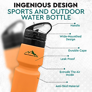 Collapsible Water Bottles (25 Oz) - Leakproof Foldable Water Bottle w/ Foldable Straw & Cleaner - BPA Free Lightweight Water Bottles - Ideal Sports Water Bottle for Camping, Traveling & More (Orange)