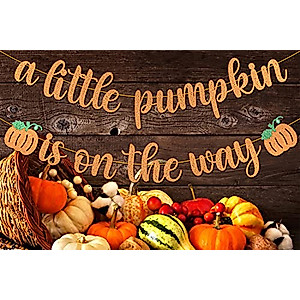 Pumpkin Baby Shower Decorations A Little Pumpkin is On the Way Banner Orange Glitter Pumpkin Boy Girl Birthday Party Decorations Orange Little Pumpkin Banner Thanksgiving Fall Theme Gender Reveal Baby