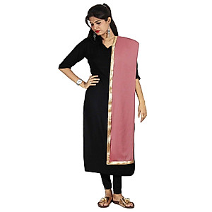 Mauve Dupatta Semi Chiffon Golden Lace Chunni Stole Neck Wrap Scarf Head Wrap Hijab for Her