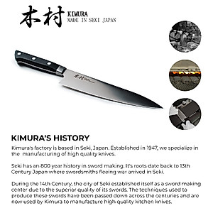 Kimura Santoku Knife, [Made in Japan], 7 inch Professional Chef Knife, Sharp High Carbon Molybdenum Vanadium Stainless Steel, Kitchen Knife with Ergonomic Pakka Wood Handle - Japanese Chef's Knives