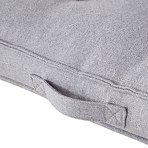 Happy Hounds Milo Square Tufted Pillow Dog Bed, Cement, Small (24" x 24"), 24.0" L x 24.0" W x 5.0" Th