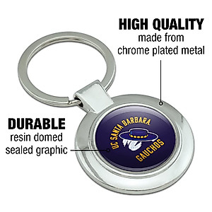 GRAPHICS & MORE UC Santa Barbara Gauchos Keychain Classy Round Chrome Plated Metal