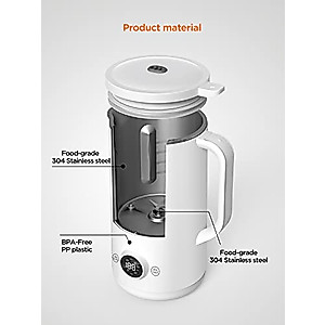 VEGAPUNK Nut Milk Maker Machine 20oz - Smart Automatic Cold and Hot Dairy Free Soybean/Oat/Coconut/Soy Milk Maker Machine with Filter Bag - Plant Based Almond Cow Milk Machine Maker for Vegan