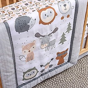 The Peanutshell Woodland Walk Crib Bedding Set for Boys or Girls | 3 Piece Nursery Set | Crib Quilt, Fitted Sheet, Crib Skirt
