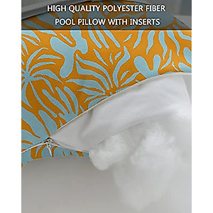 Recliner Head Pillow Ledge Loungers Chair Pillows with Insert Sunflower Flowers Pattern Orange Lumbar Pillow with Adjustable Strap Outdoor Waterproof Patio Pillows for Beach Pool Chair, 2 PCS