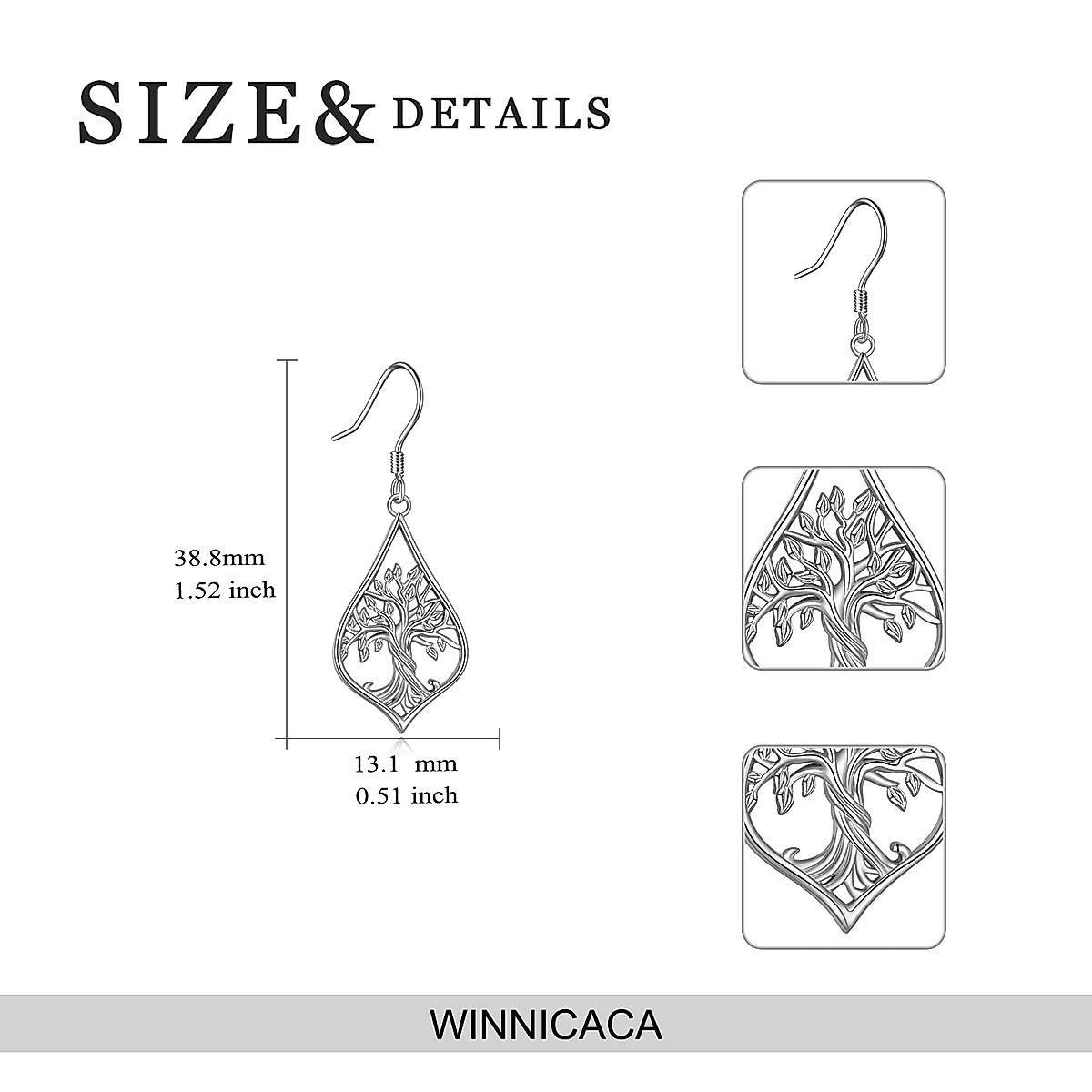 WINNICACA Tree of Life Earrings for Women Sterling Silver Tree of Life Dangle Drop Earrigns Tree Jewelry Gifts for Women Mom Birthday