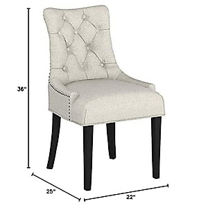 Modway Regent Modern Elegant Button-Tufted Upholstered Fabric with Nailhead Trim, Dining Side Chair, Beige