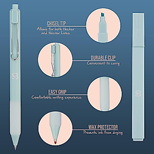 BLIEVE - Aesthetic Highlighters and Gel Pens With Soft Ink And Tip, Bible Highlighters and Pens No Bleed, Dry Fast Easy to Hold, for Bible Journaling Planner School Supplies (Pastel)