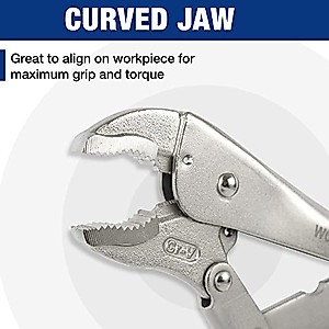 WORKPRO 5-Piece Locking Pliers Set, Pliers Tool Set, Vice Grips with Chrome-vanadium Steel, 5/7/10 inch Curved Jaw Pliers, 6.5/9 inch Long Nose Pliers