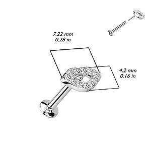 Pierced Owl 16GA 316 Stainless Steel CZ Crystal Paved Lips Threadless Push-in Stud (Gold Tone)