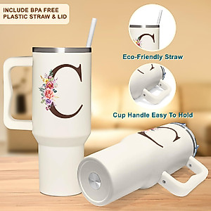 Personalized Gifts For Women - Personalized Gifts For Birthday, Christmas - Monogrammed Gifts Customized Gifts For Woman, Mom, Wife, Best Friend, Sister, Coworkers - Custom Tumbler With Handle 40oz