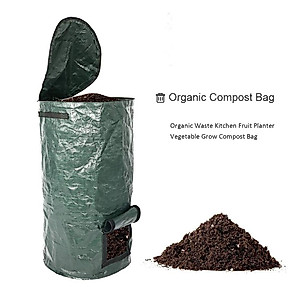Aqur2020 Compost Bin Bag, Reusable Garden Yard Waste Bag, PE Compost Bag Environmental Organic Compost Bag Organic Waste Bag for Lawn Yard (35x60 cm)