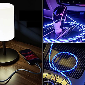 Light Up Micro USB Charger Cable with Switch Compatible with Samsung Galaxy S7 Edge S6 S2 J7 J5 J3 J3V J2,LG K10 V10,Moto E6 5 4,Kindle,Fire Tablet,PS4 LED Fast Charging Cable (Blue,6.6ft)