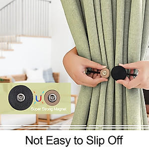 Voilamrt Curtain Tie Backs 4PCS, Magnetic Curtain Tiebacks, Tie Backs for Curtains, Curtain Weaving Holder Buckles for Drapes, Home, Office, Hotel Window Decoration (Black)