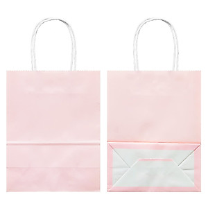 AZOWA Gift Bags Small Kraft Paper Bags with Handles (6.3 x 3.1 x 8.6 in, Pastel Pink, 36 CT)