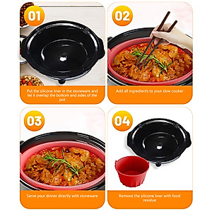Slow Cooker Liners, 2pcs Reusable Round Cooking Liner Leak-proof Silicone Slow Cooker Liner fit 5-6 Quart Oval Slow Cooker