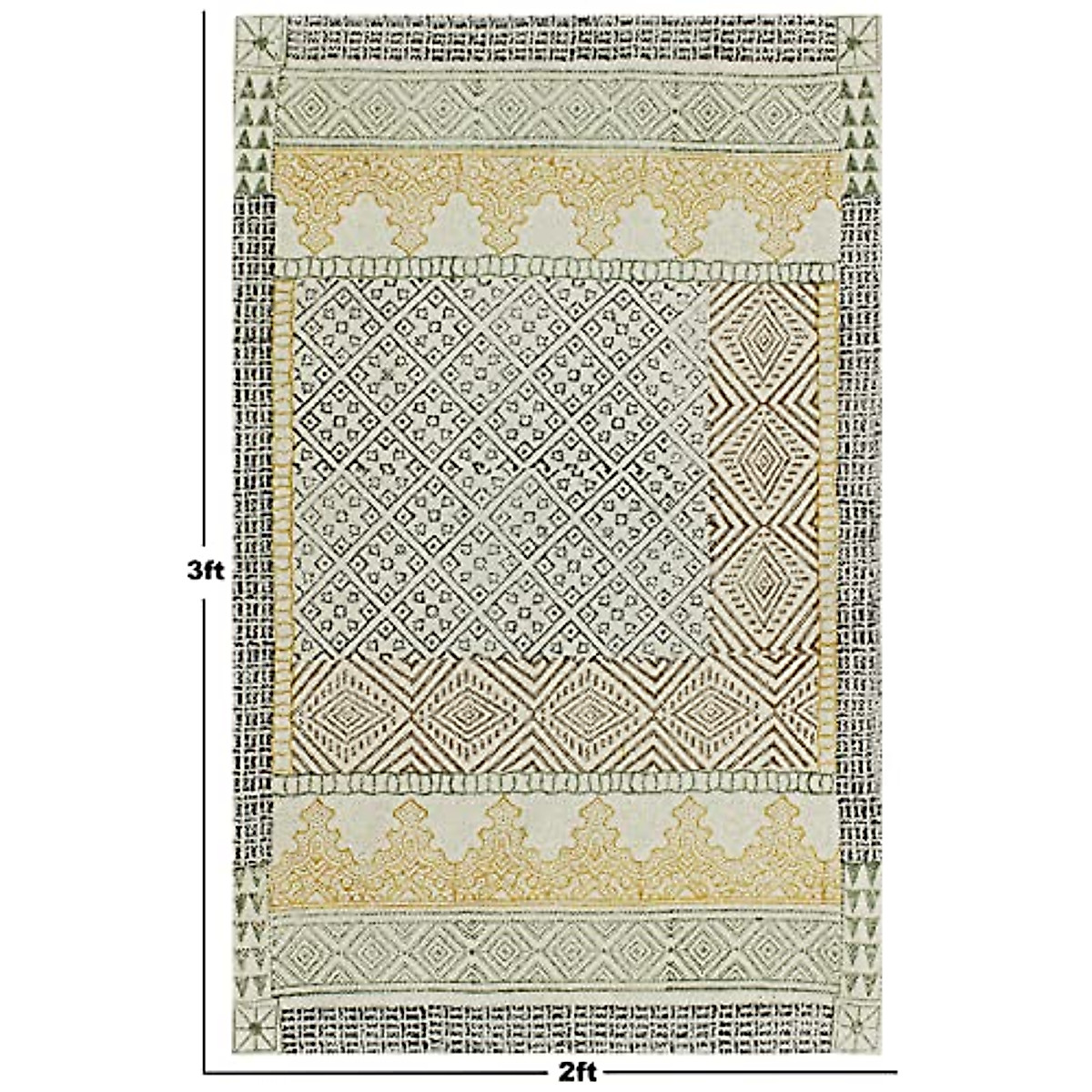 Casavani Indian Handmade Black, Brown Geometric Area Rug Boho Kilim Flat Weave Indoor Hall Room Decor Carpet Throw Rug Boho Rugs for Bedroom Living Room Balcony 6x8 Feet