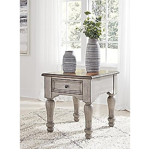 Signature Design by Ashley Lodenbay Classic Farmhouse End Table with 1 Drawer, Antique Gray & Brown