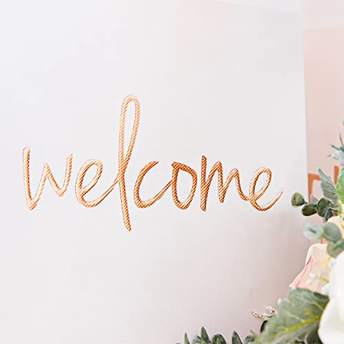 Crisky Reuseable Whtie Rose Gold Welcome Bags for Wedding Birthday Party, 25 Counts Medium Size Eco-Friendly Non-Woven Guest Gift Bags, 11x4x9 Inches