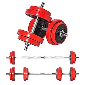 Soozier Adjustable Dumbbell Set, 44lbs Convertible to Barbell Weight Set for Home Gym Women and Men Weight Lifting Training