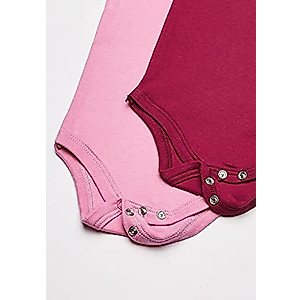 Hudson Baby Unisex Baby Cotton Long-sleeve Bodysuits, Rose, 9-12 Months